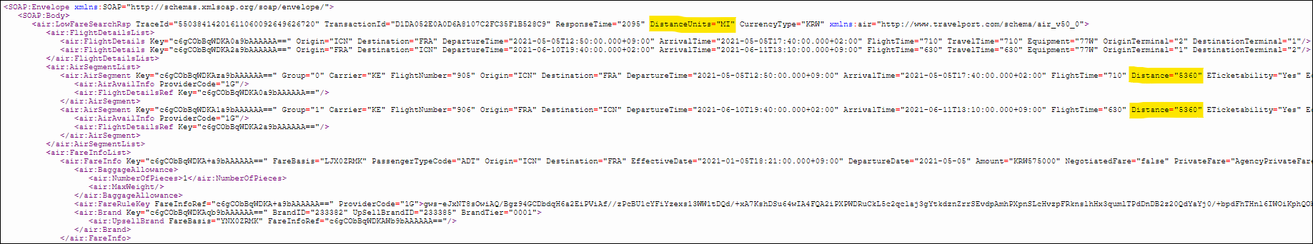 요금 조회 – Galileo uAPI 메뉴얼